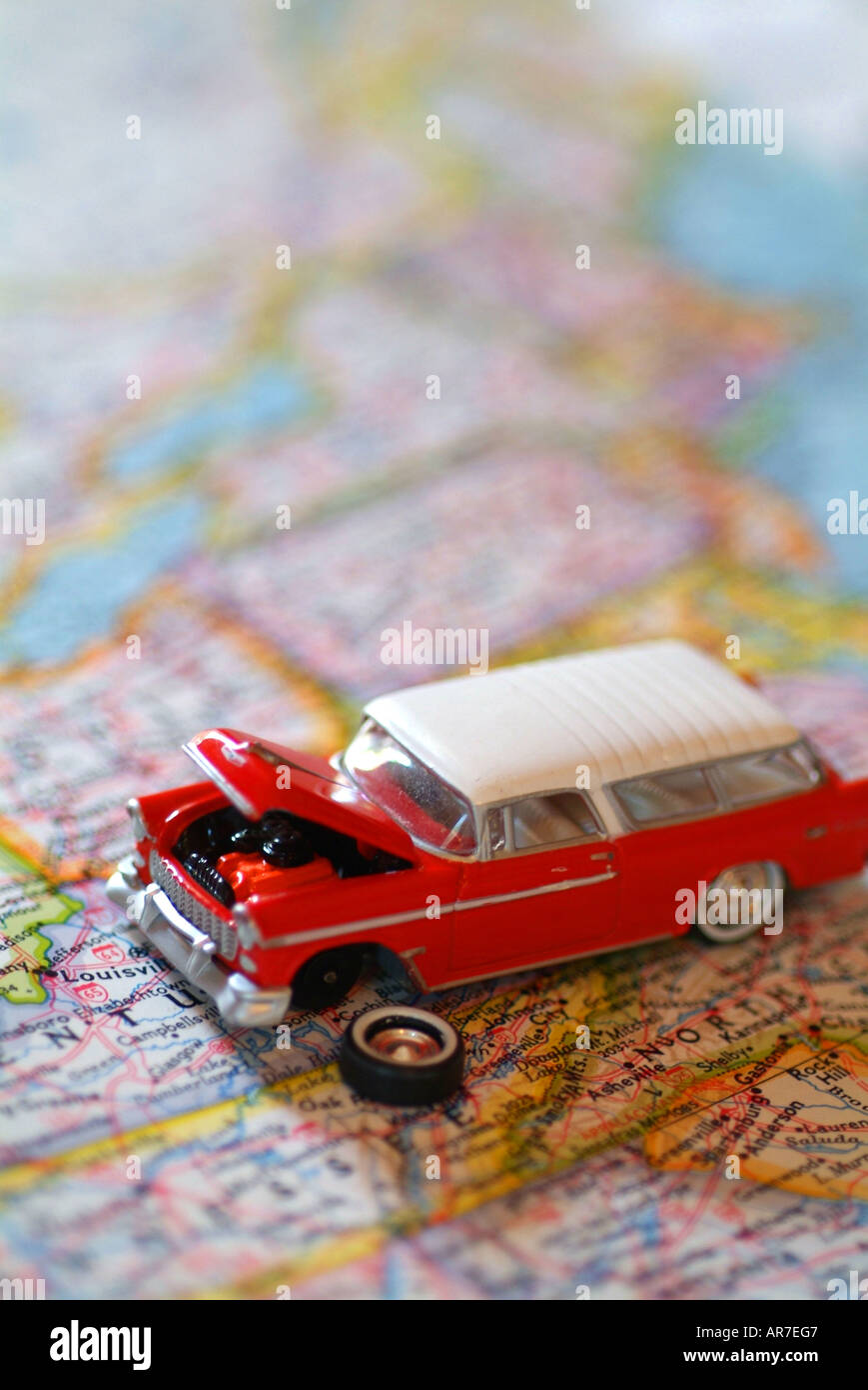 A toy 1955 Chevy Nomad wagon on an atlas Stock Photo - Alamy