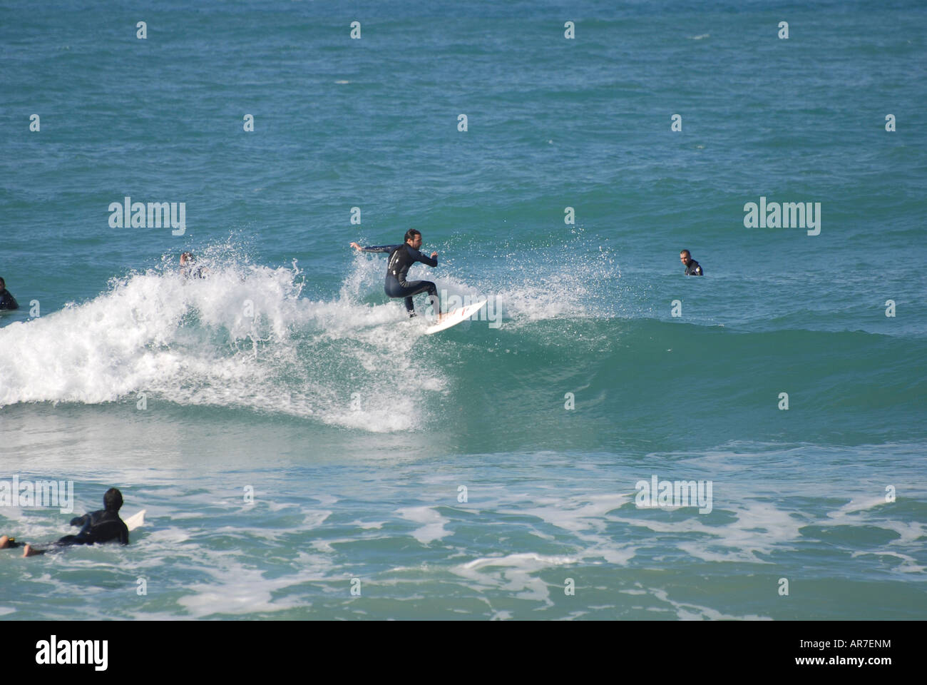 Tel Aviv Israel Surfers surfing in the Mediterranean Stock Photo - Alamy