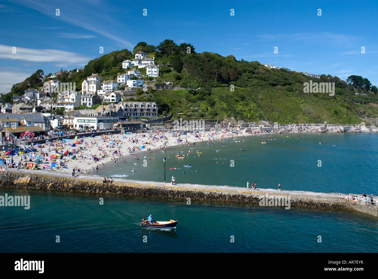 Looe beach and pier Cornwall UK Stock Photo - Alamy