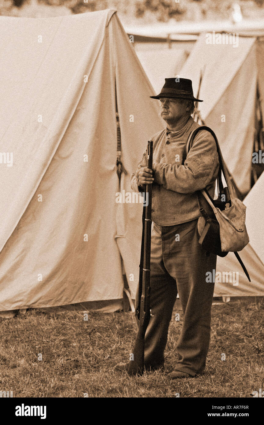 confederate soldier standing in front of a camp tent at Civil War Days ...