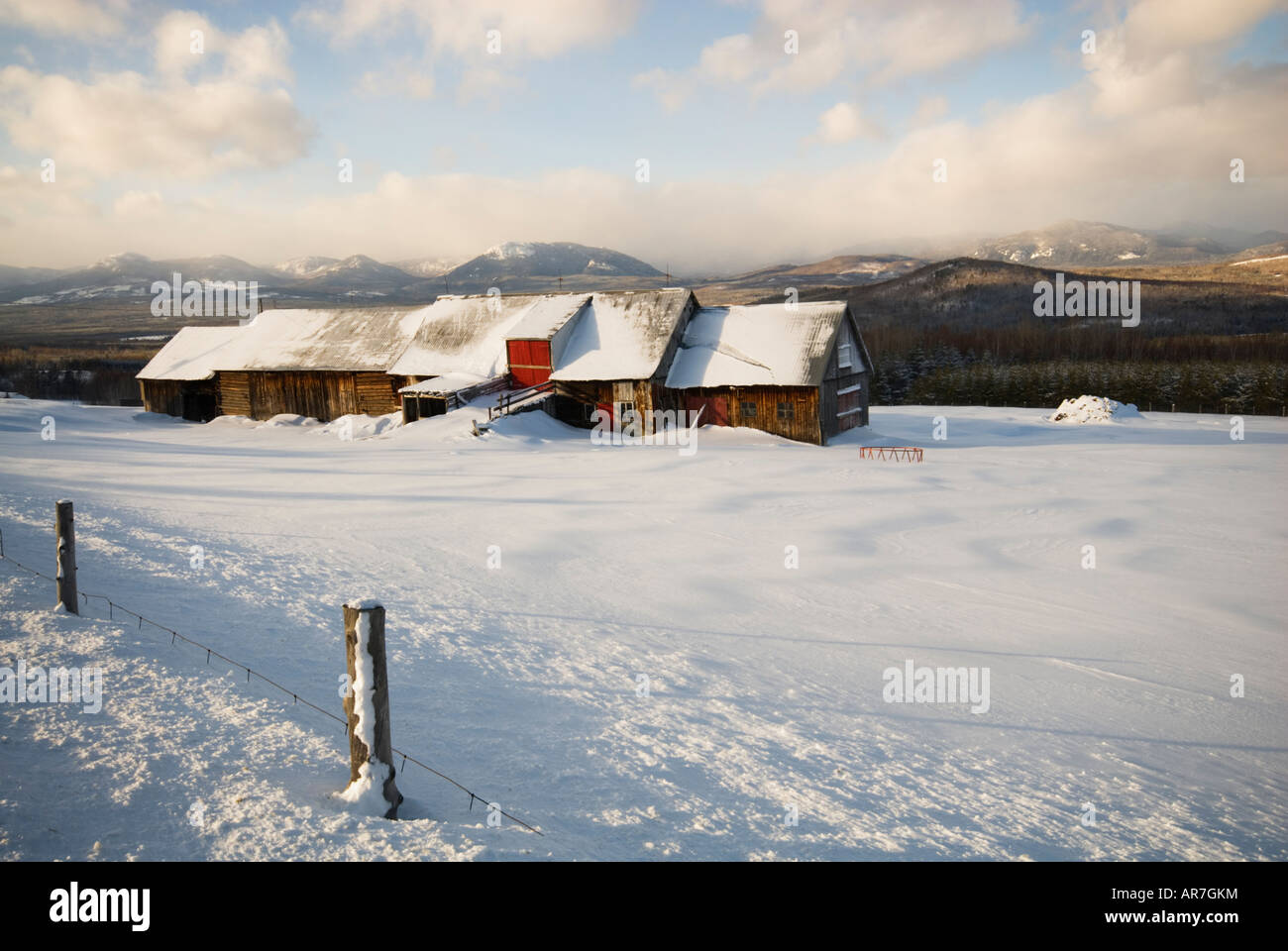 A winter farm in the Charlevoix backcountry, Quebec, Canada Stock Photo ...
