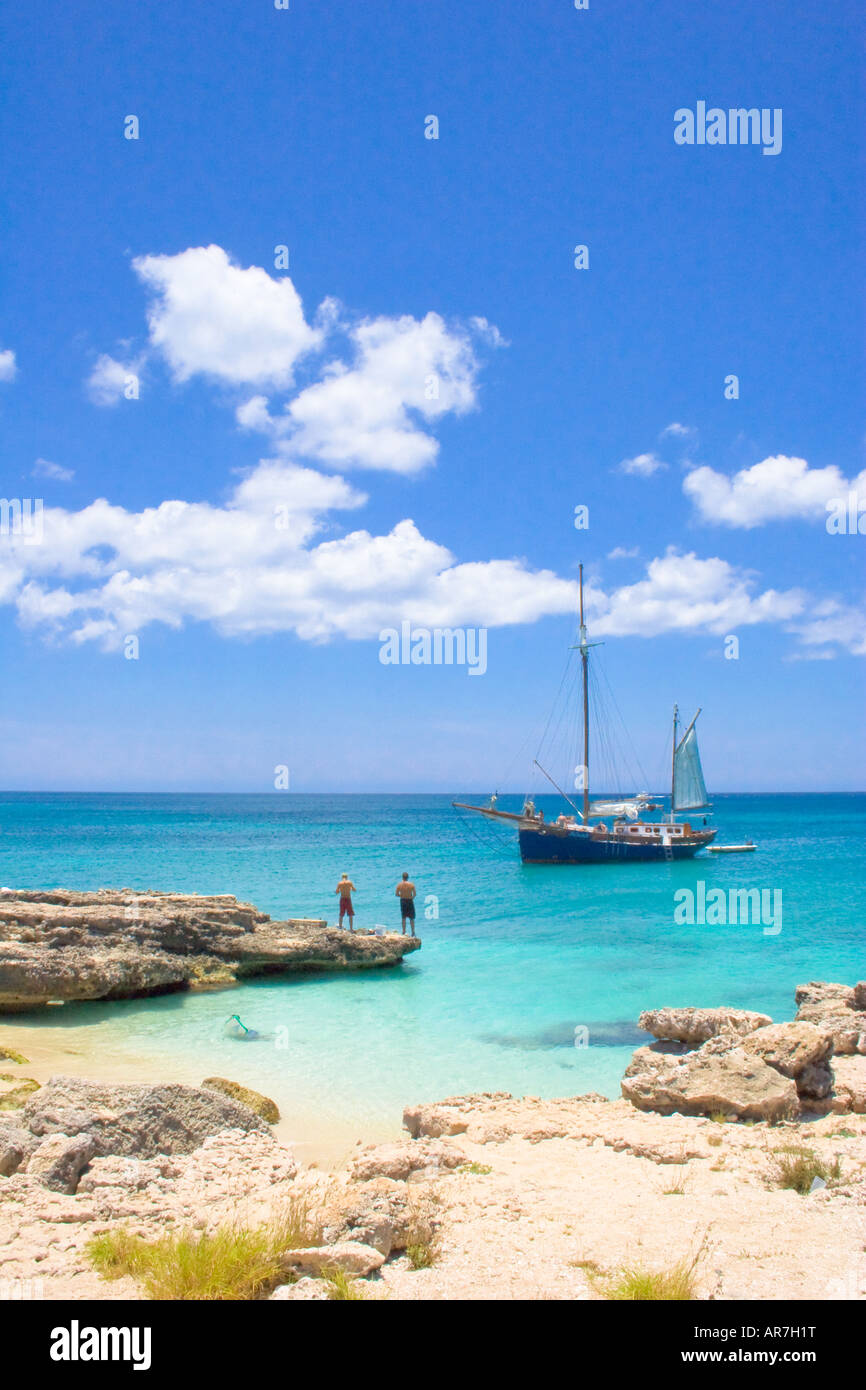 Small Beach Bay isolated by rocks on the West Coast of the island of ...