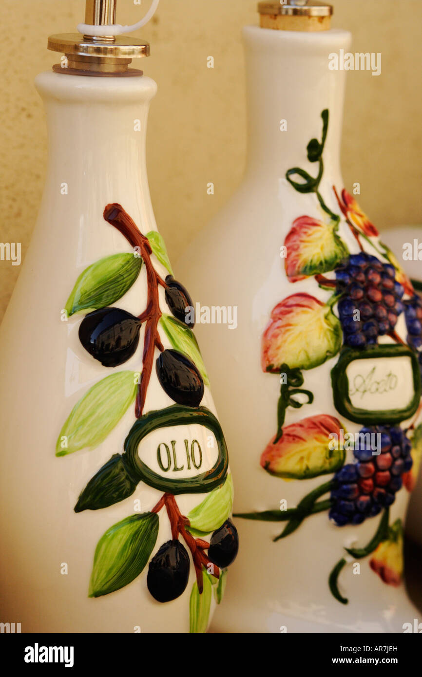 Ceramic oil bottles, Italy Stock Photo - Alamy