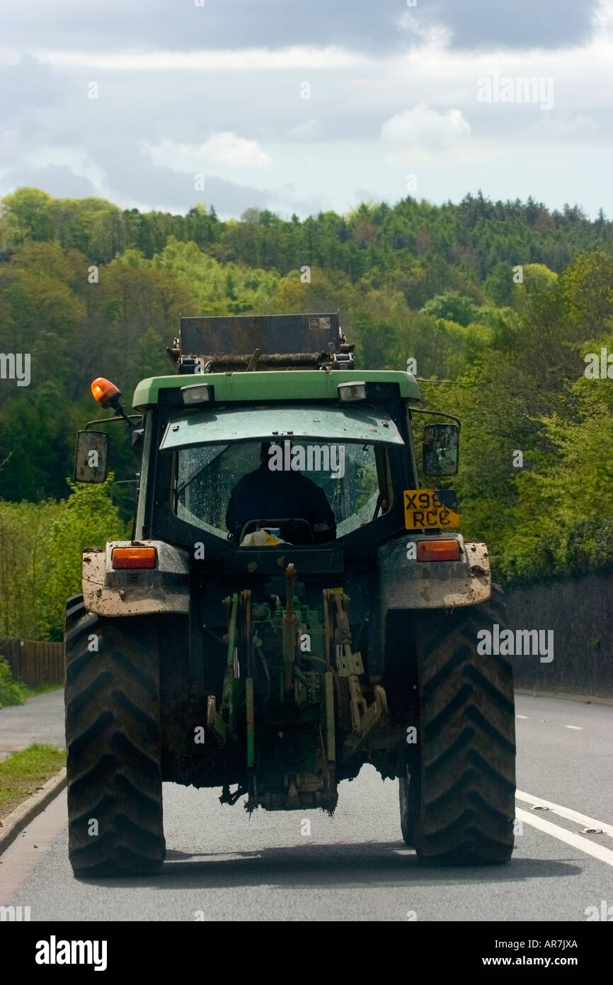 slow moving tractor on the road in Wales, Britain Stock Photo - Alamy