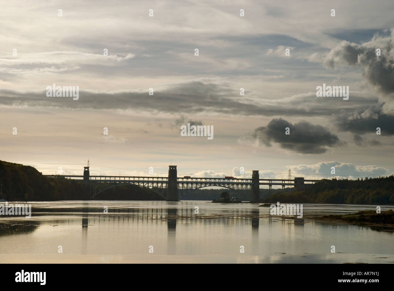 Britannia Bridge Menai Strait Anglesey North Wales Stock Photo - Alamy