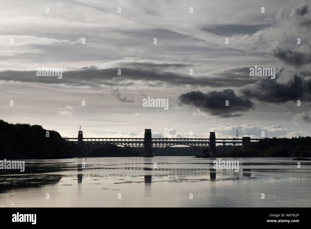 Britannia Bridge Menai Strait Anglesey North Wales Stock Photo - Alamy