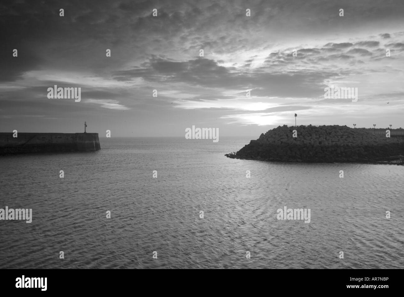 The entrance to Middleton Harbour in Hartlepool at sunrise Stock Photo ...