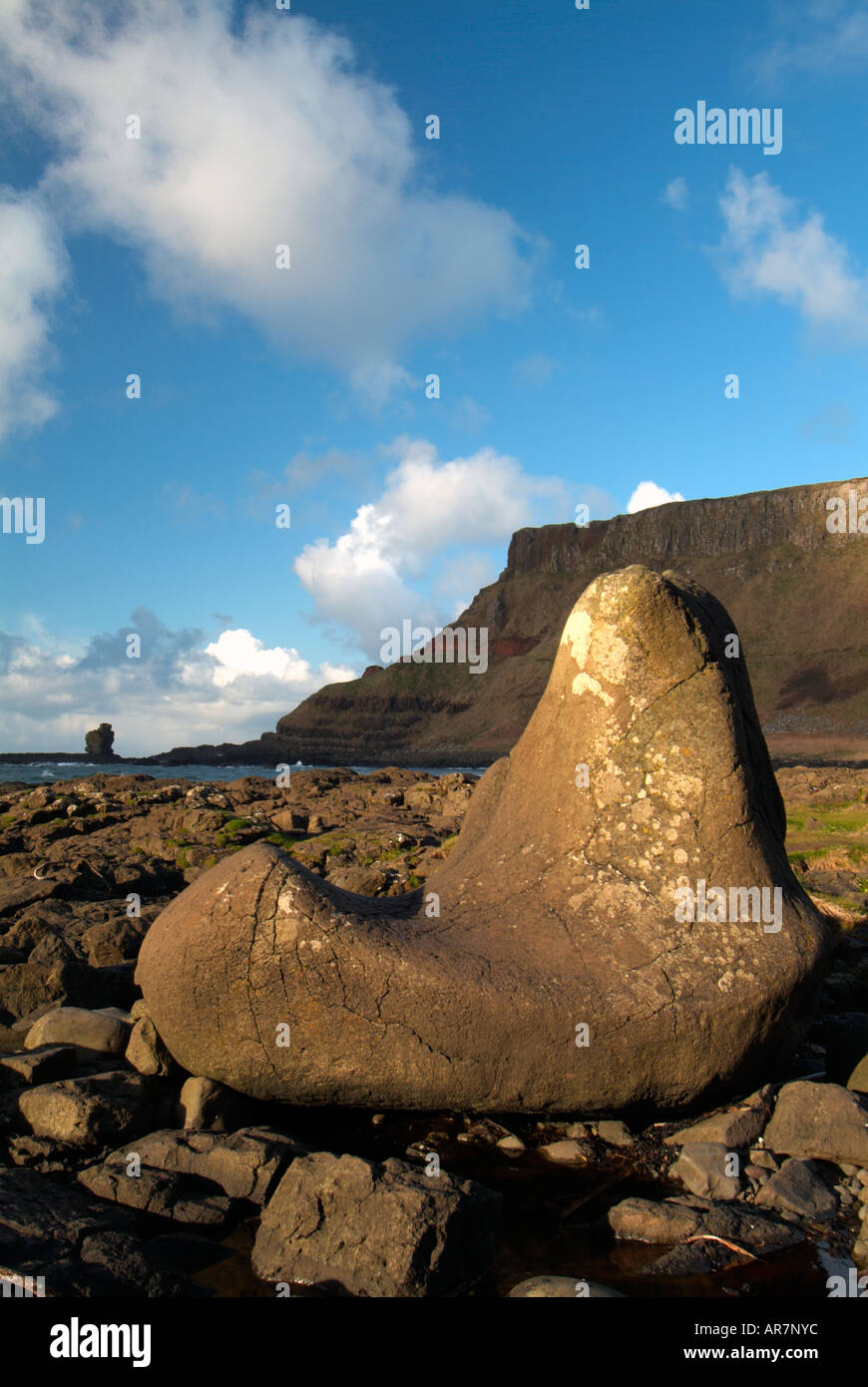 Rock known as the giants boot with blue sky and clouds at the giants ...