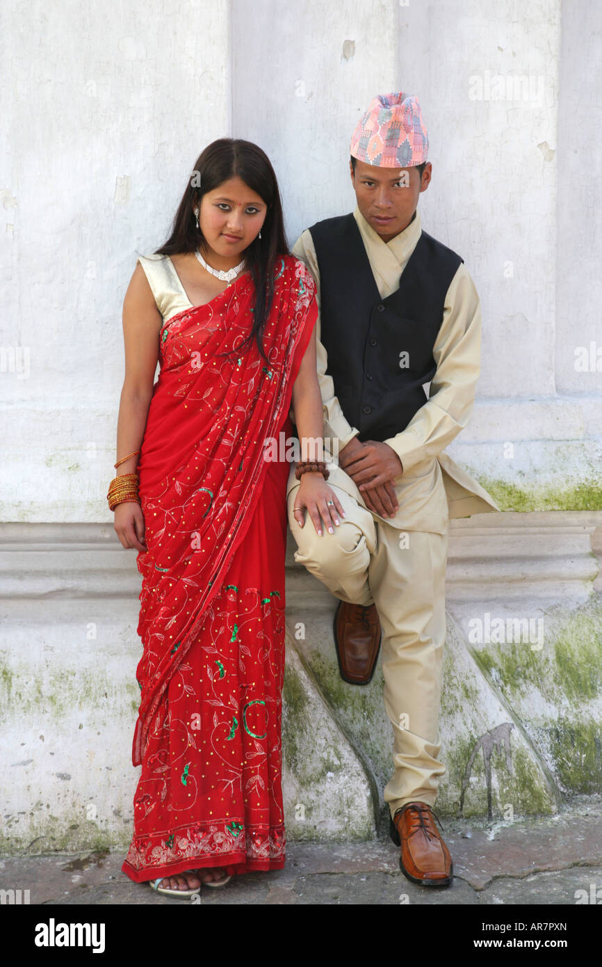 "Models wearing traditional Nepalese costume Stock Photo - Alamy