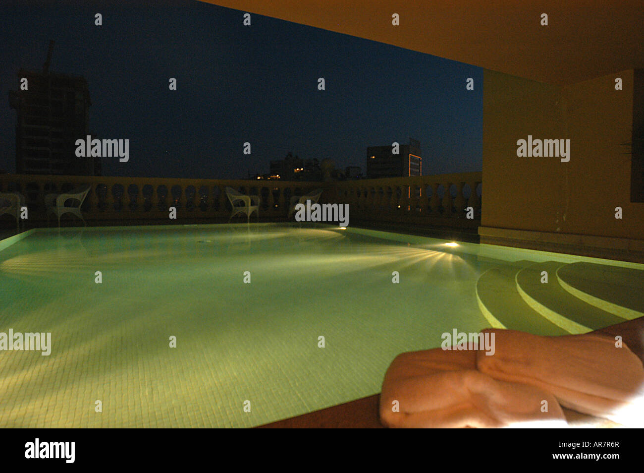 Rooftop swimming pool at night boutique Hotel Albergo Beirut Lebanon ...