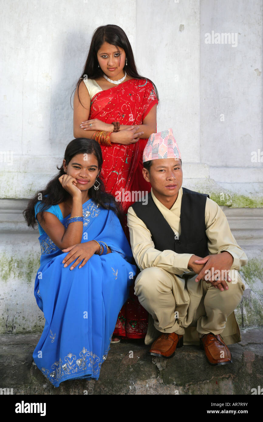 "Models wearing traditional Nepalese costume Stock Photo - Alamy