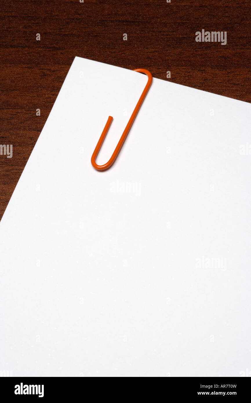 Sheets of Paper with Paper Clip Stock Photo - Alamy