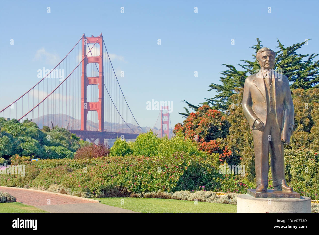 Golden Gate Bridge and Statue of Joseph B Strauss Builder San Francisco ...