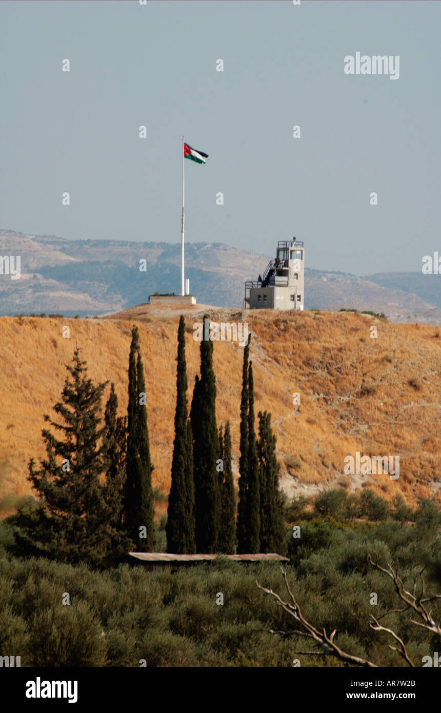 View of the A Jordanian border post on the border between Israel and ...