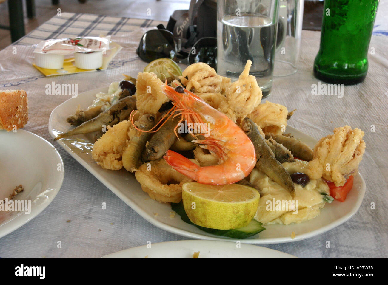 Seafood Meze Lunch Crete Stock Photo - Alamy