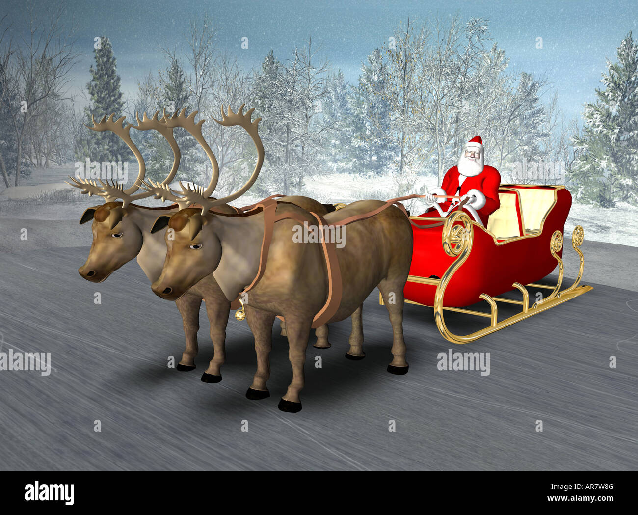 Father christmas reindeer cartoon hi-res stock photography and images ...