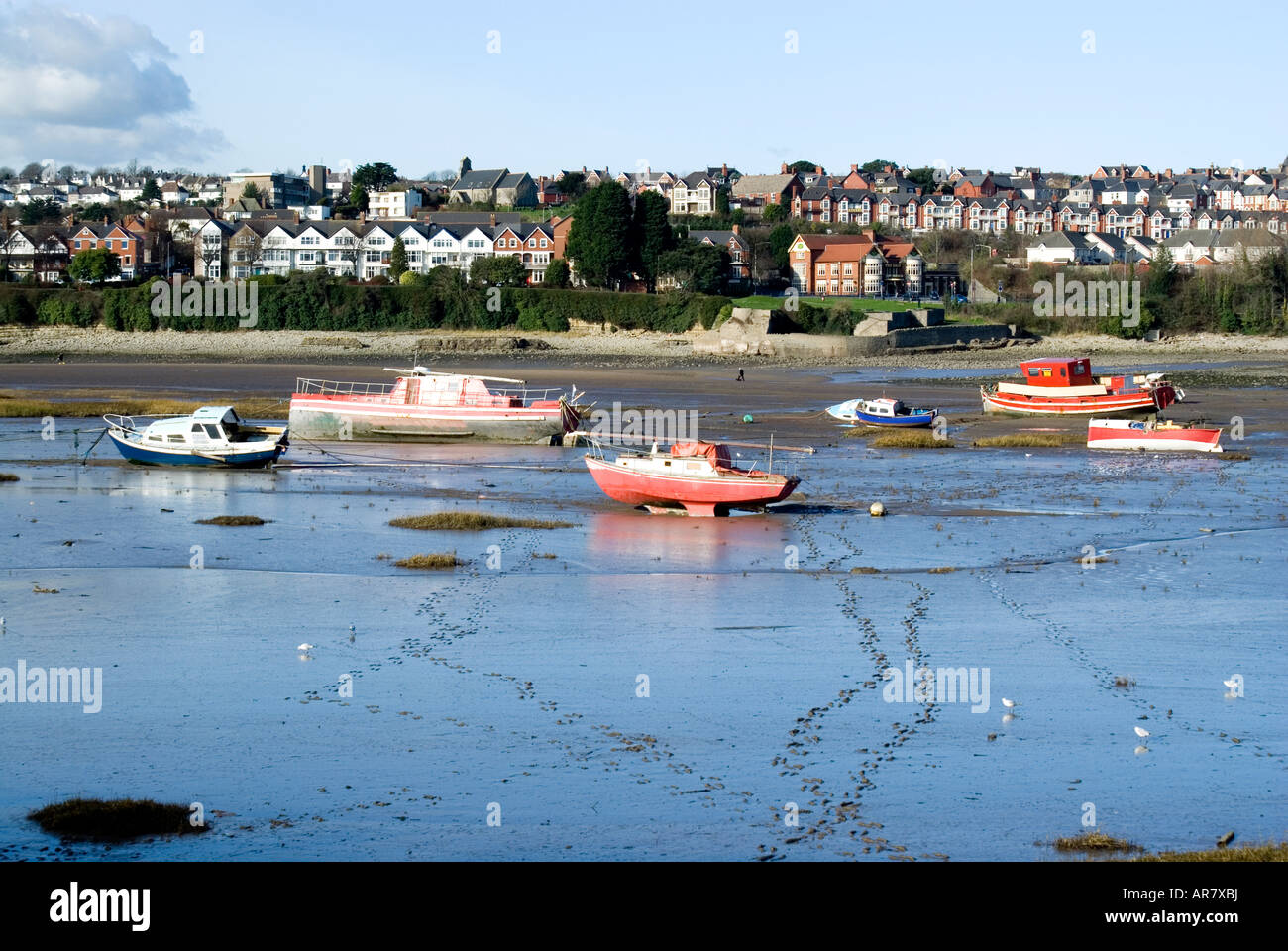 boat at low tide barry harbour barry island vale of glamorgan south ...