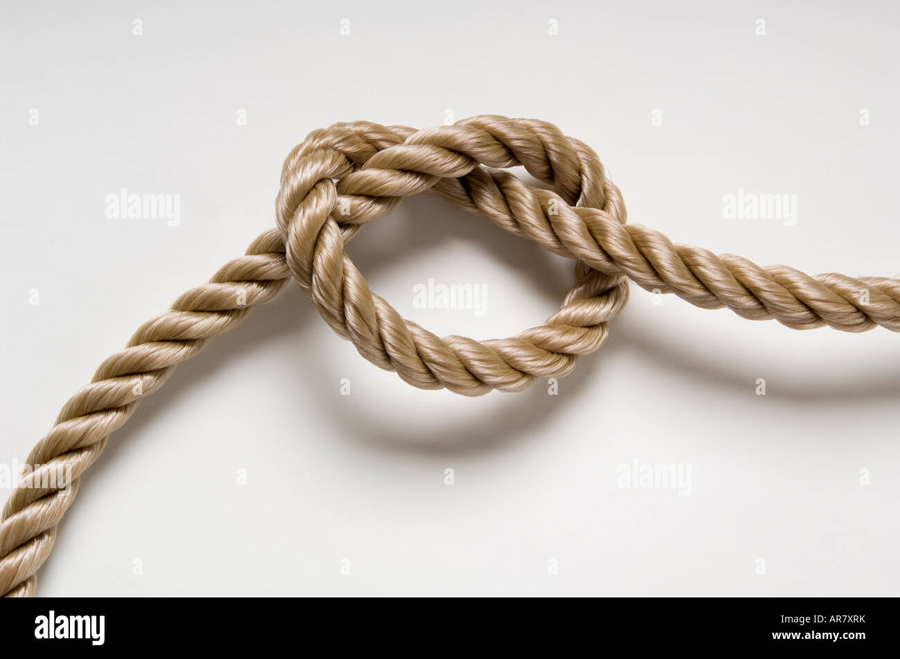 Knotted rope on white Stock Photo - Alamy