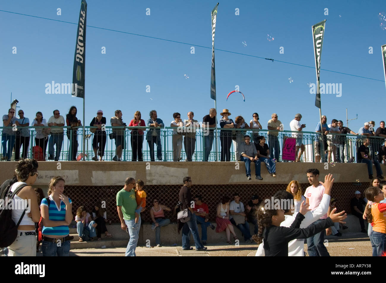 The crowd at the Tel Aviv Love Parade on the beach front October 2005 ...