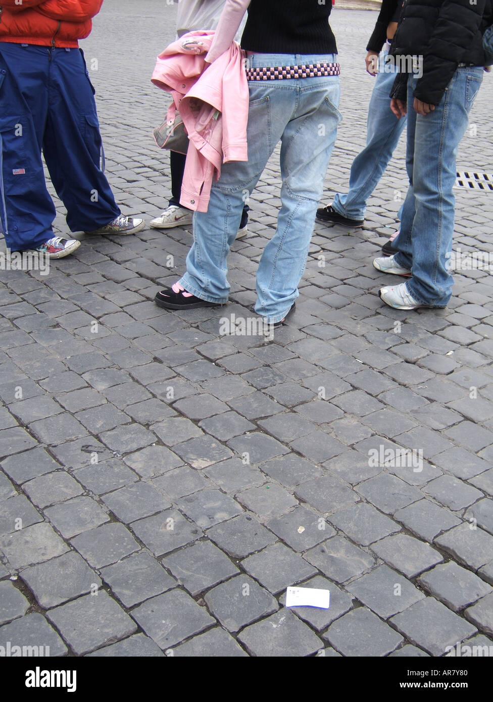 teen gang meeting in town Stock Photo - Alamy