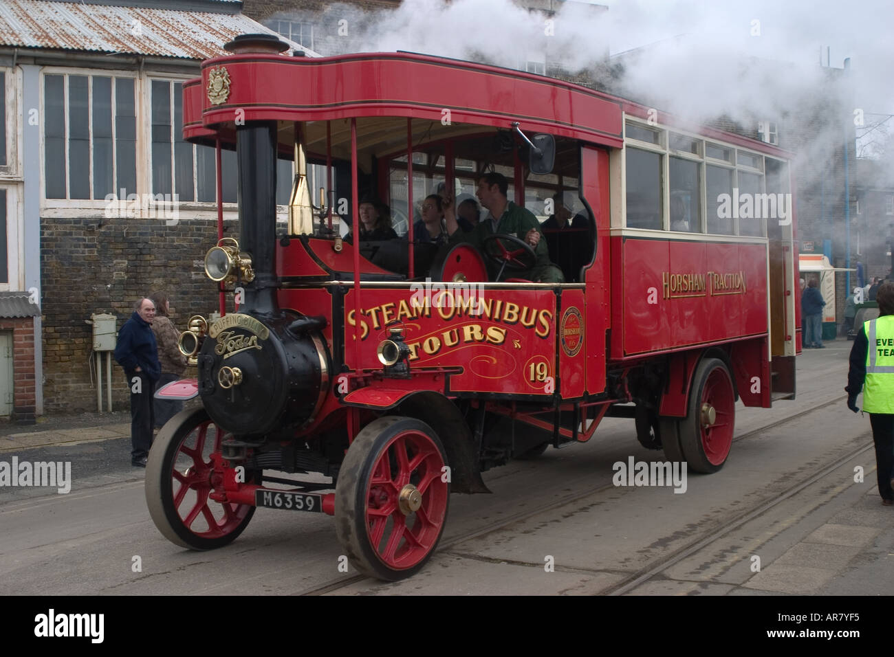 Restored Foden Steam Traction Engine Bus running at a transport day at ...