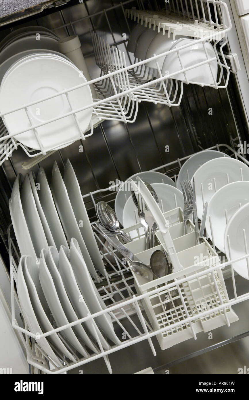 Crockery in a dishwasher Stock Photo - Alamy