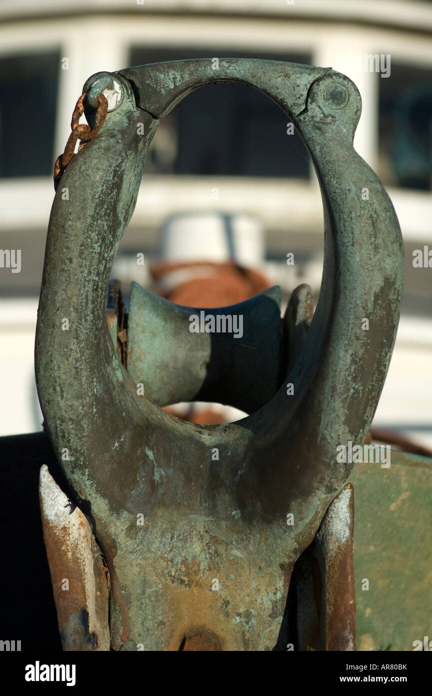 Anchor runner on canal boat Stock Photo - Alamy