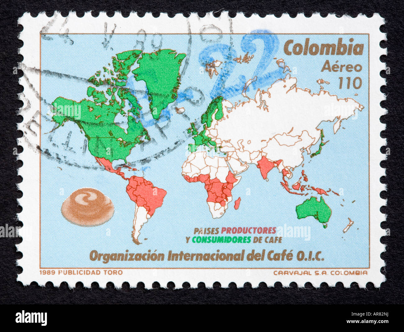 Colombia postage stamp hi-res stock photography and images - Alamy