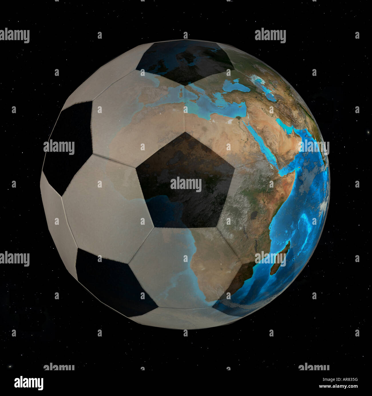 Soccer ball earth map hi-res stock photography and images - Alamy
