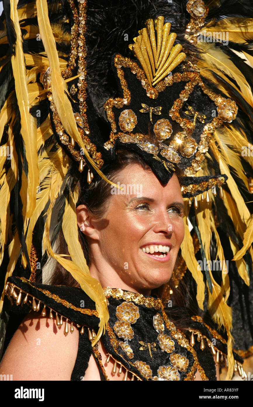 The face of a beautiful carnival queen in the yearly carnival in ...