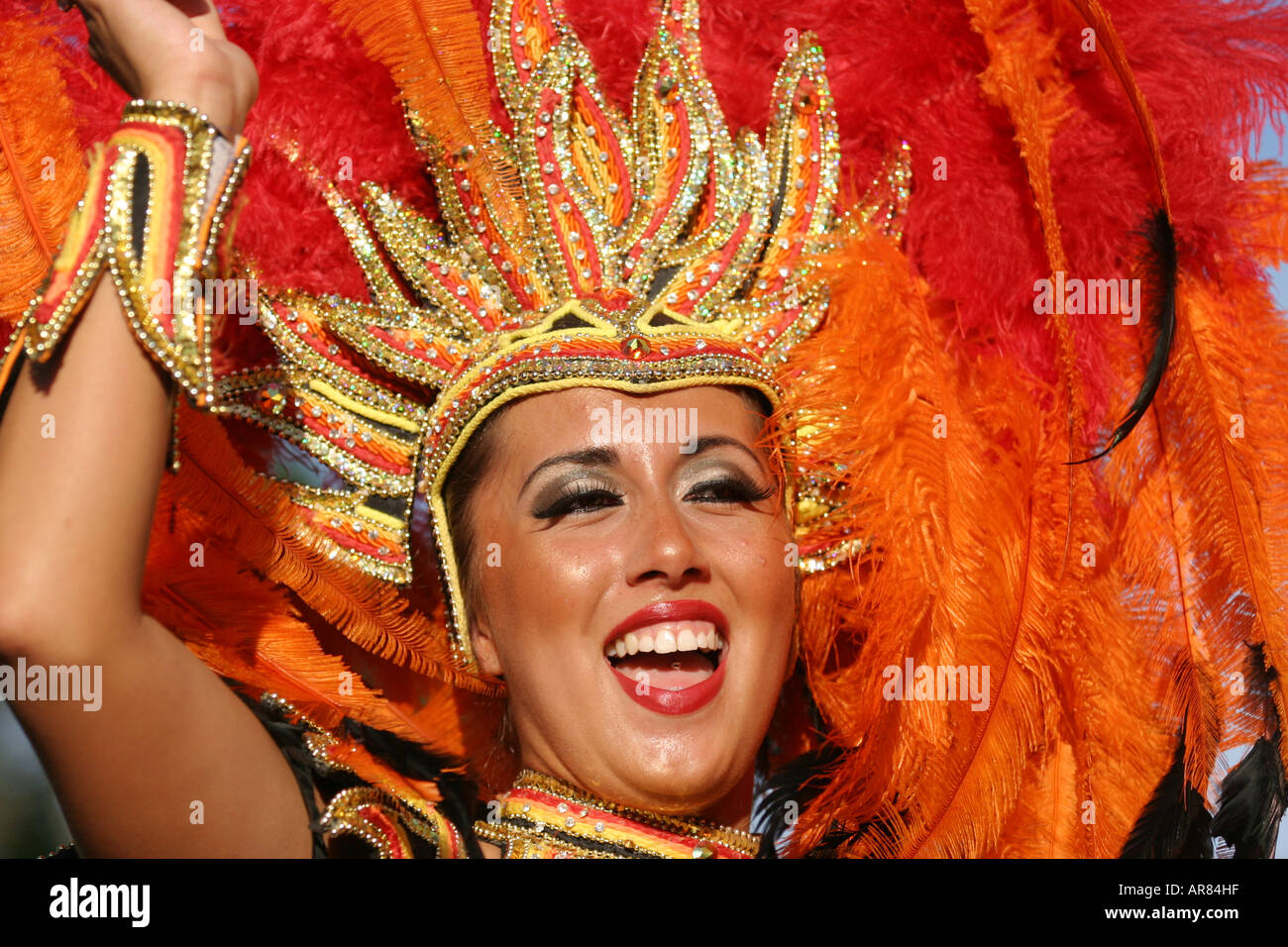 The face of a beautiful carnival queen in the yearly carnival in ...