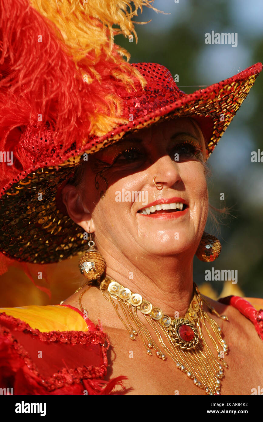 The face of a carnival queen in the yearly carnival in Nykoping Sweden ...