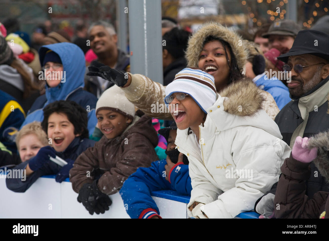 Crowd at Detroit WinterBlast winter festival Stock Photo - Alamy