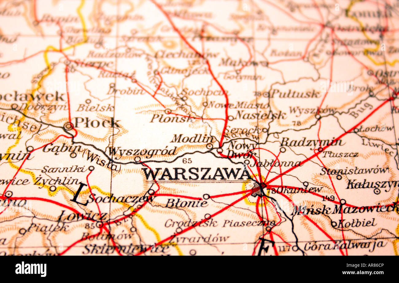 Vintage Warsaw Map High Resolution Stock Photography and Images - Alamy