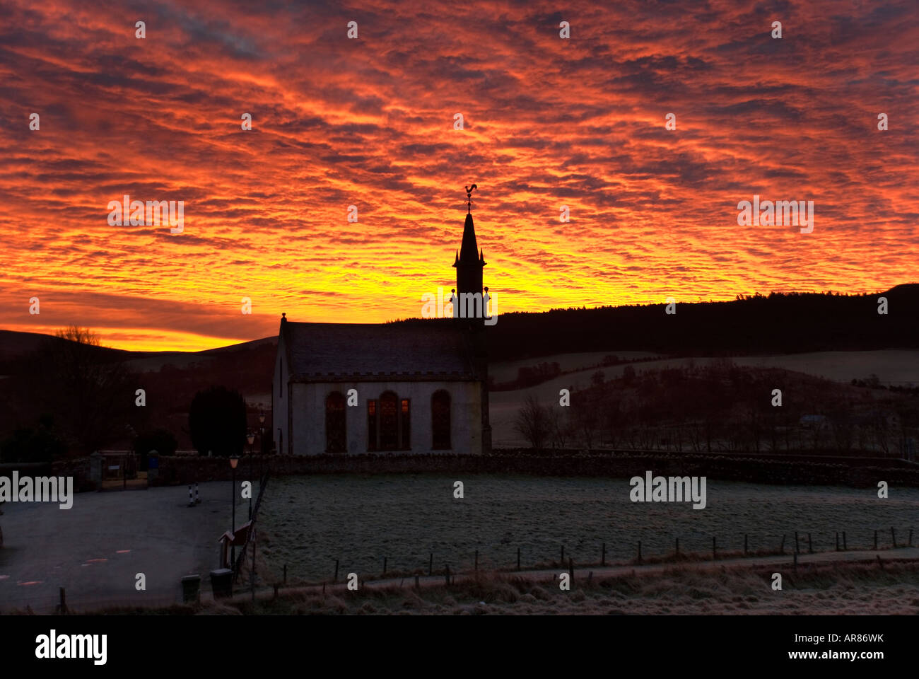 Sunrise over Daviot Church, Inverness, Scotland Stock Photo - Alamy