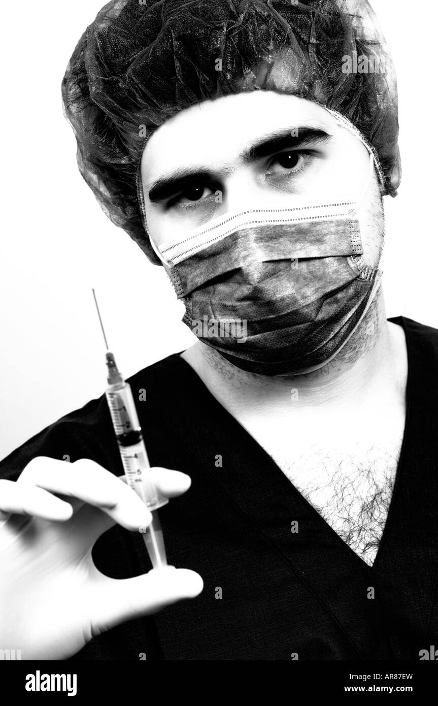 Medication cure injection concept Black and White Stock Photos & Images ...