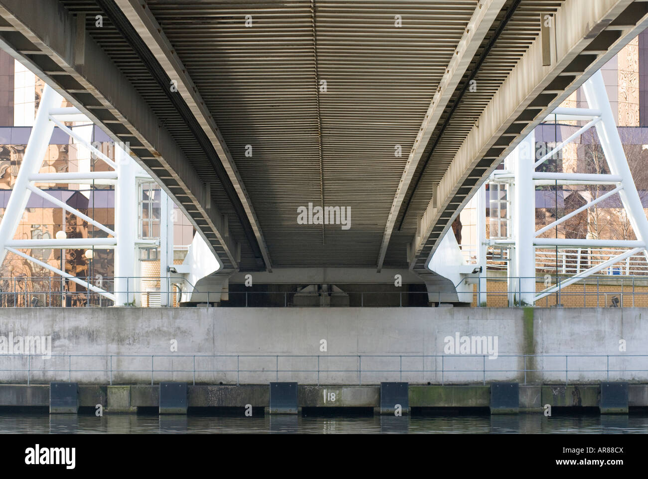 Underside of bridge over Manchester Ship canal Stock Photo - Alamy