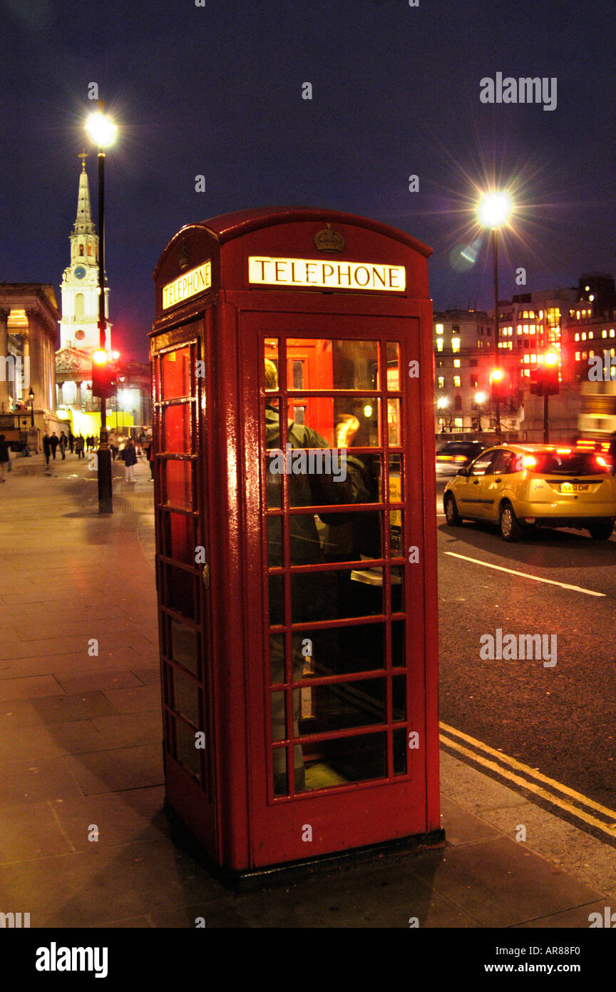 London red telephone box at night, England, UK Stock Photo - Alamy
