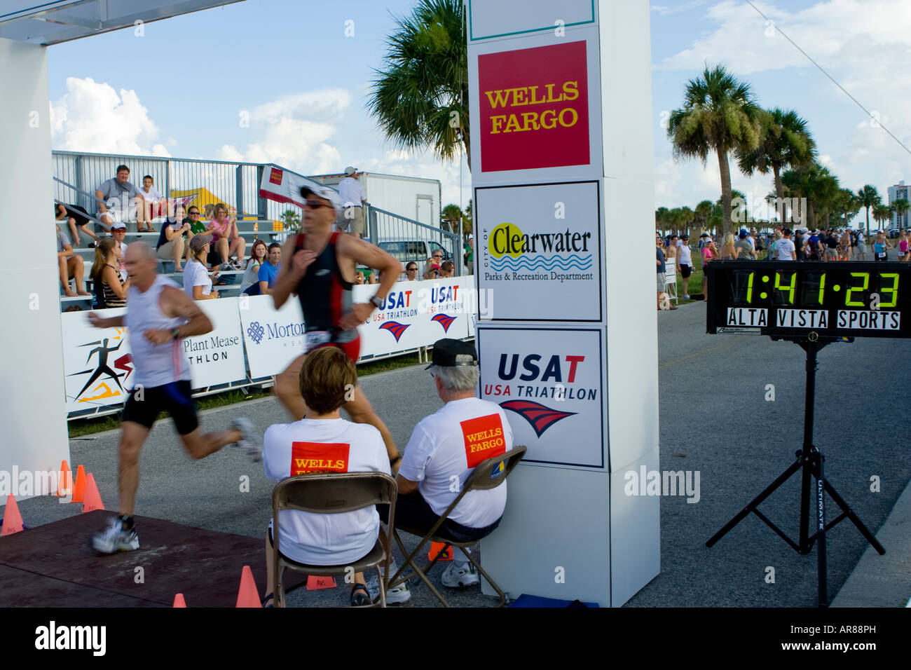 Triathlon Finish Line Stock Photo - Alamy