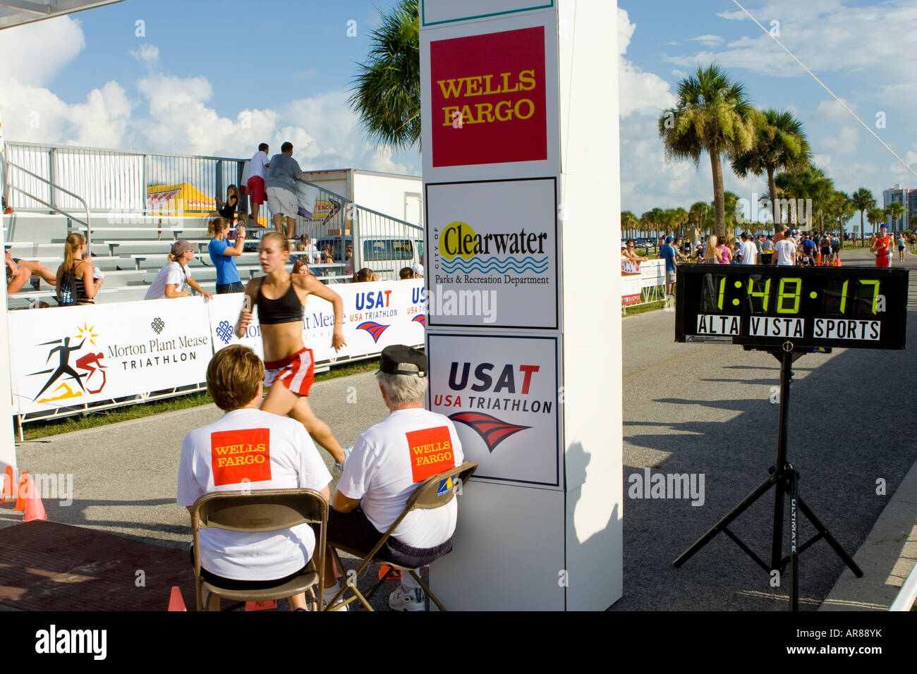Triathlon Finish Line Stock Photo - Alamy