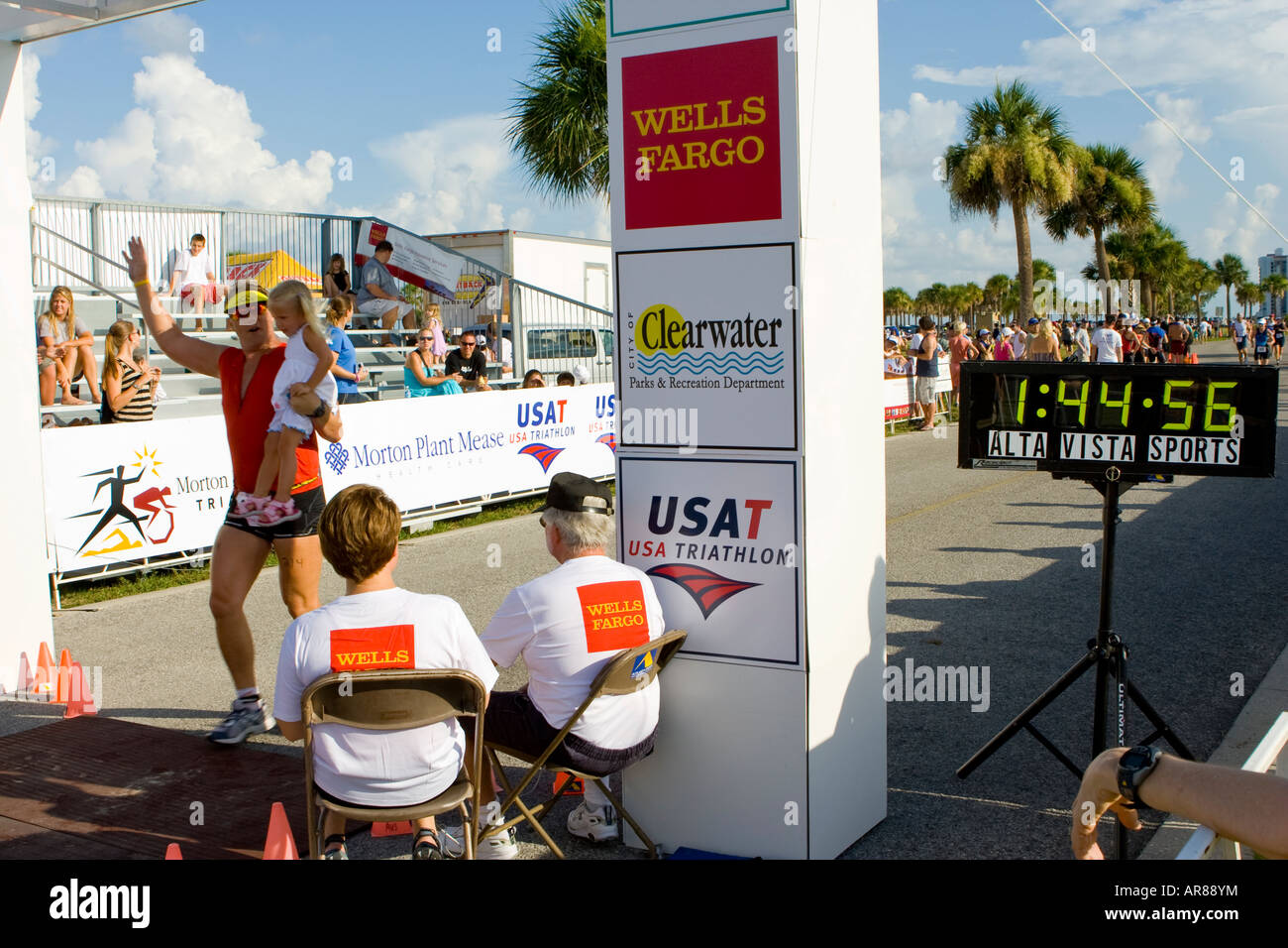 Triathlon Finish Line Stock Photo - Alamy