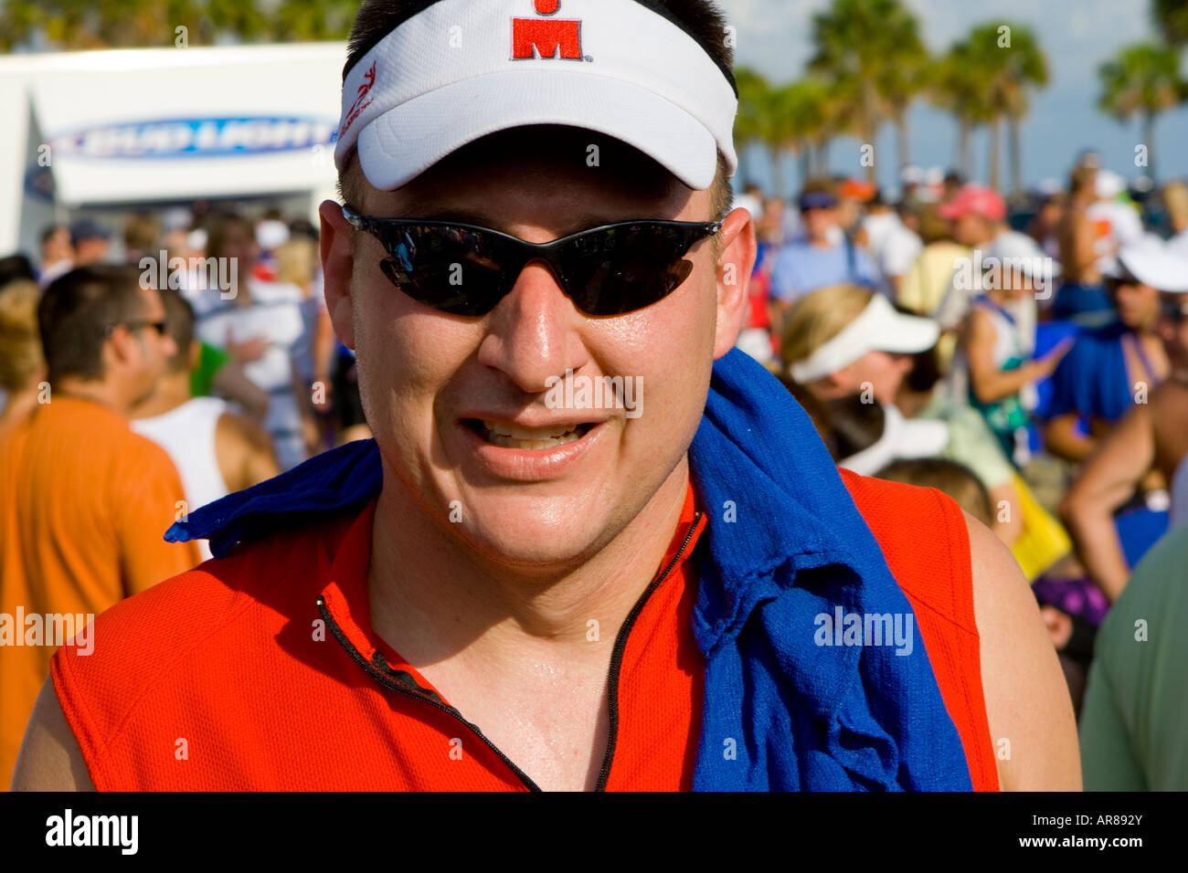 Male Marathon Triathlon Runners at Finish Line Stock Photo - Alamy