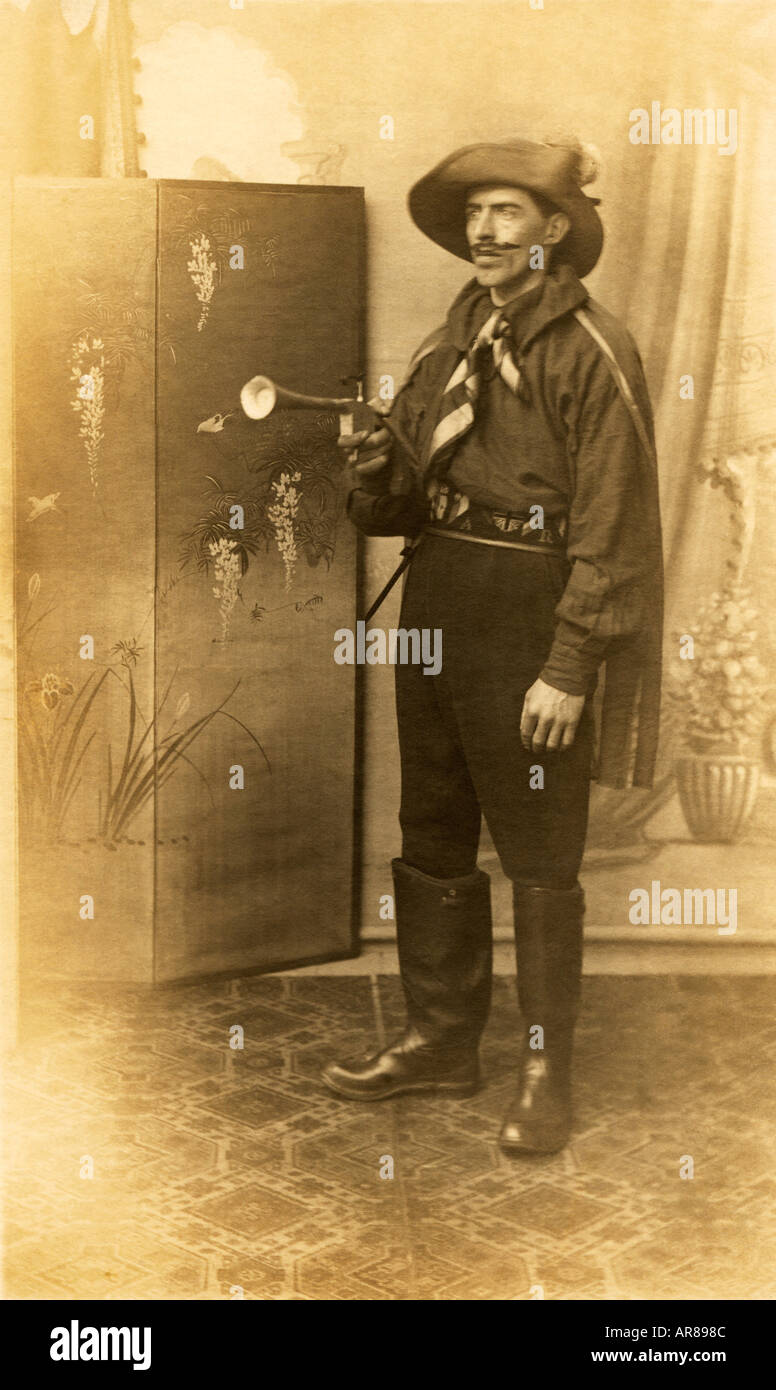 Vintage Portrait of Bandit with Gun Stock Photo - Alamy