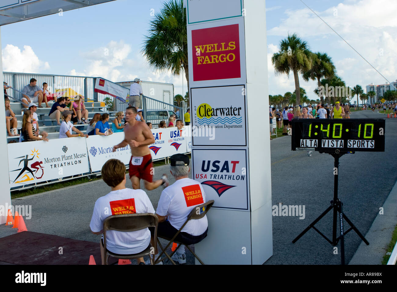 Triathlon Finish Line Stock Photo - Alamy