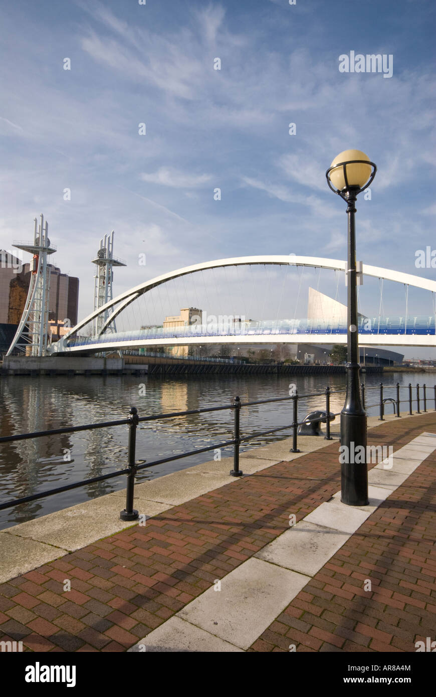 The Lowry Bridge and waterfront Manchester Stock Photo - Alamy