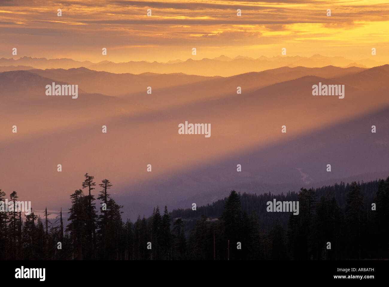 Sunset over the Sacramento River Valley from Panther Meadow, Mount ...