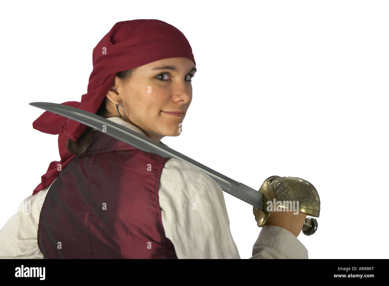 Young brunette woman sword hi-res stock photography and images - Alamy