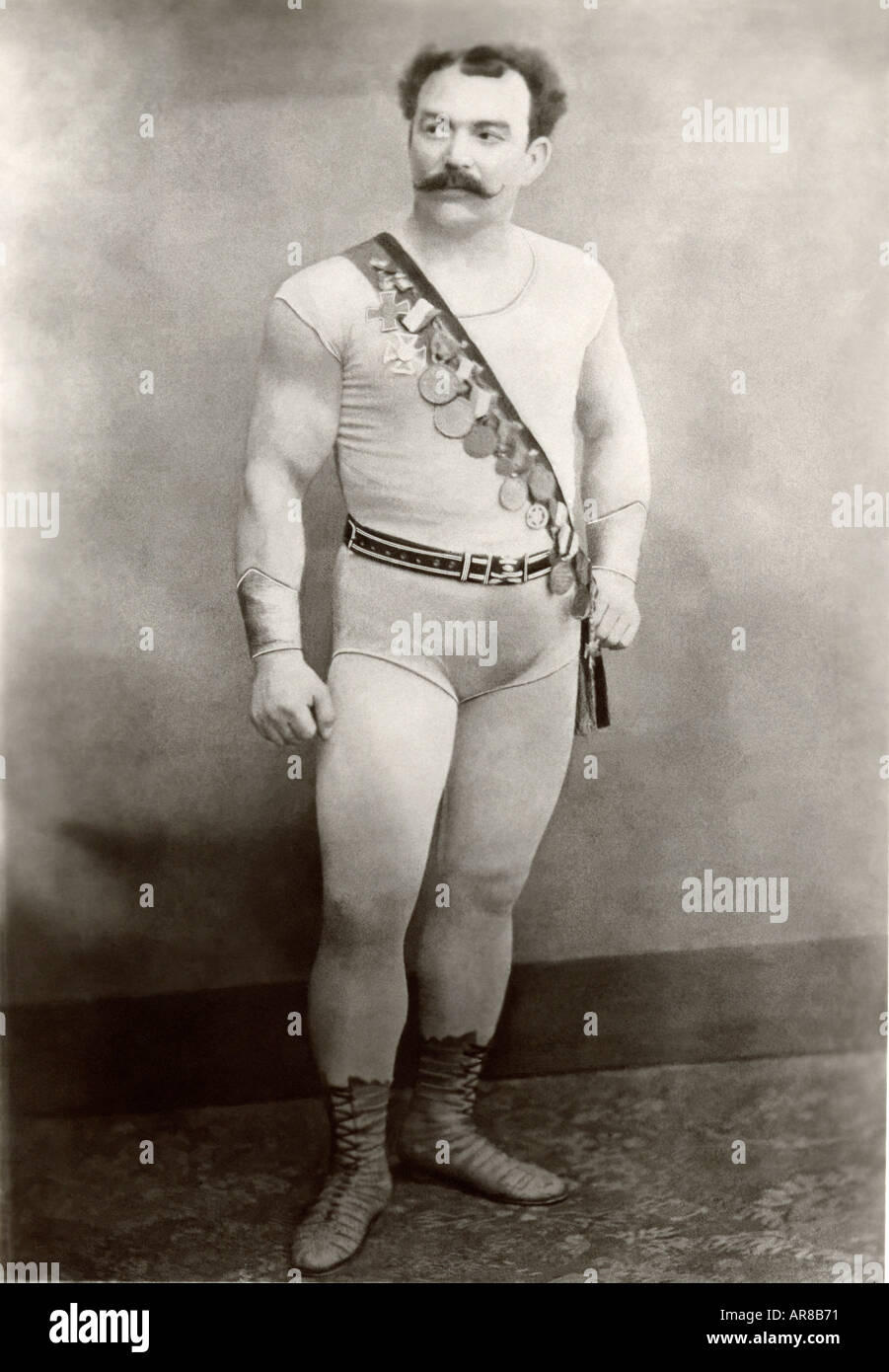 Vintage Photo of Wrestler With Medals Stock Photo - Alamy