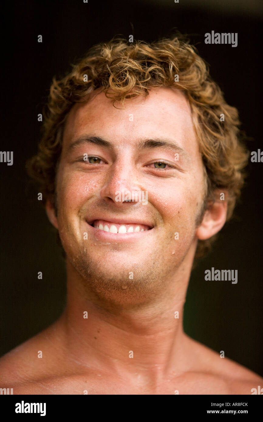 A sweating and smiling white man Stock Photo - Alamy