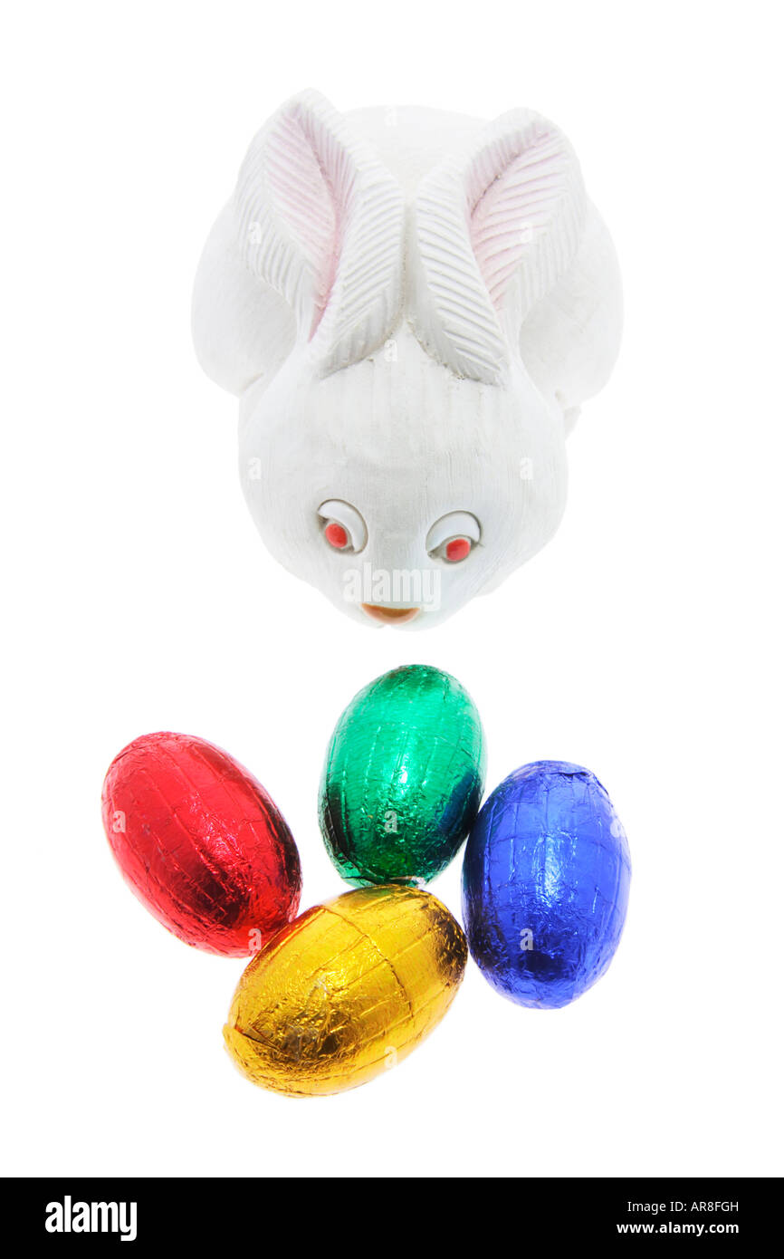 Easter Bunny with Easter Eggs Stock Photo - Alamy